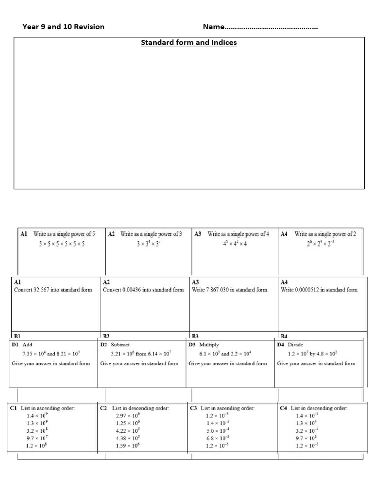 Yr 9 and 10 Revision | PDF | Mathematics