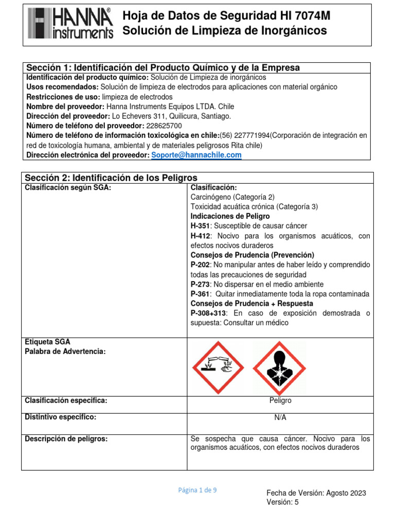 Solución de Limpieza de Electrodos Phorp | PDF | Concentración | Química