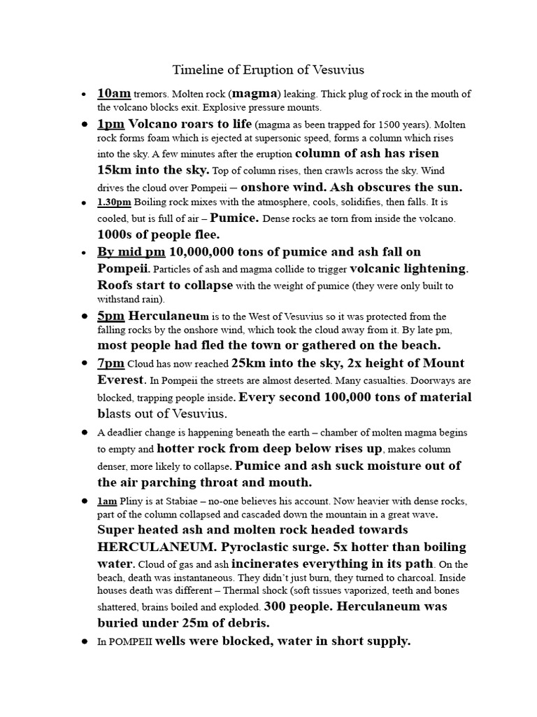 Vesuvius Eruption Timeline Overview | PDF | Mount Vesuvius | Types Of ...