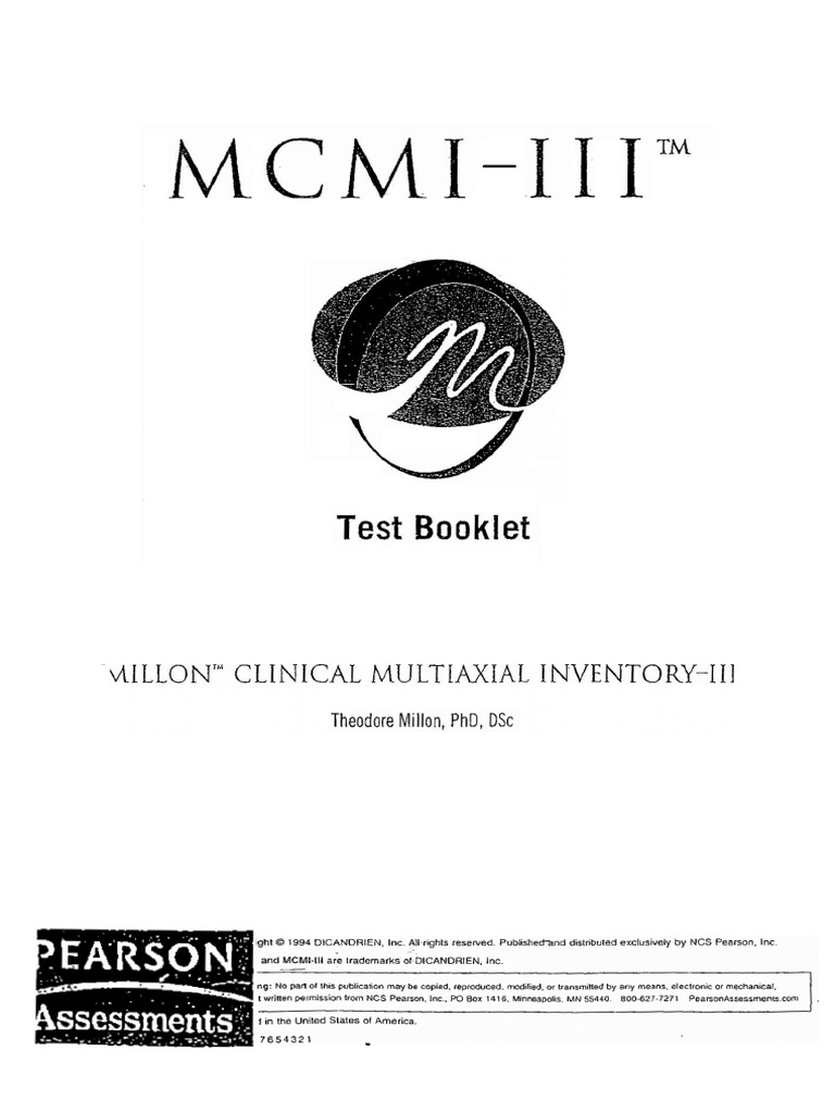 MCMI Inventory With Response Sheet | Download Free PDF | Thought | Mind