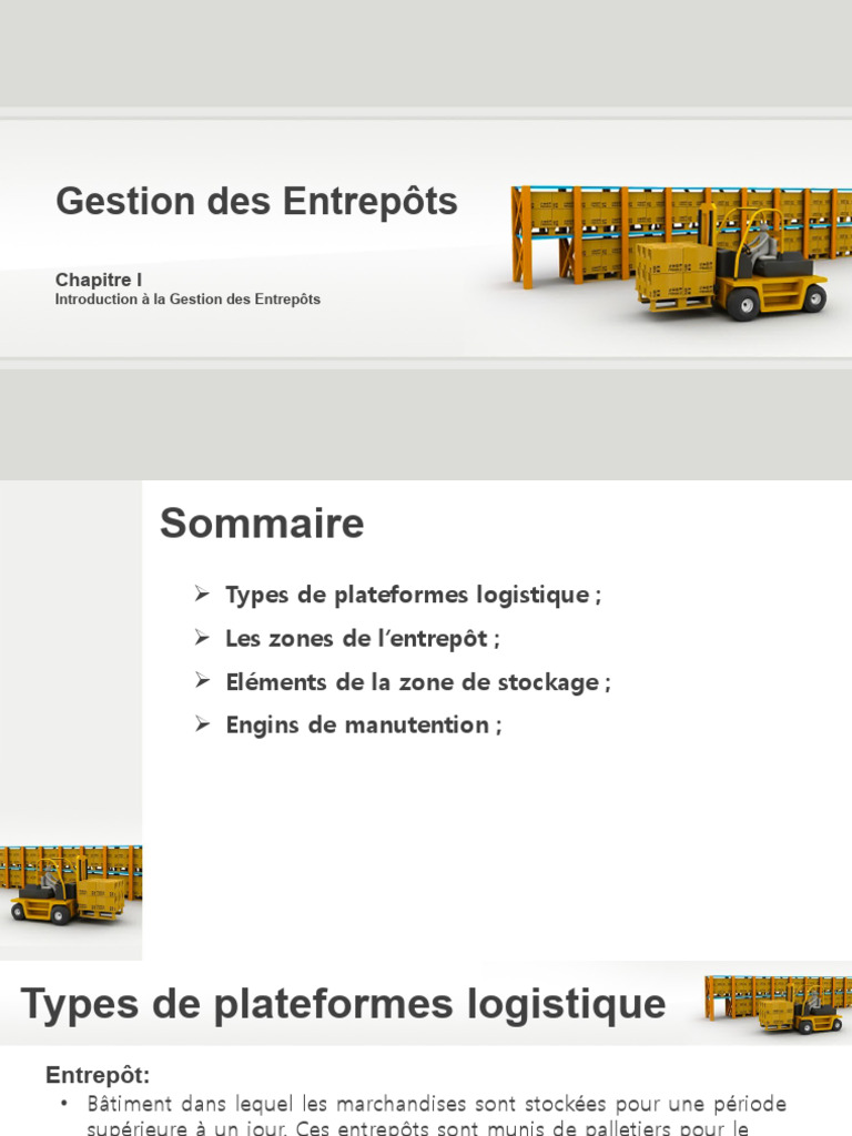Chapitre I - Introduction à la gestion des entrepôts | PDF | Entrepôt ...