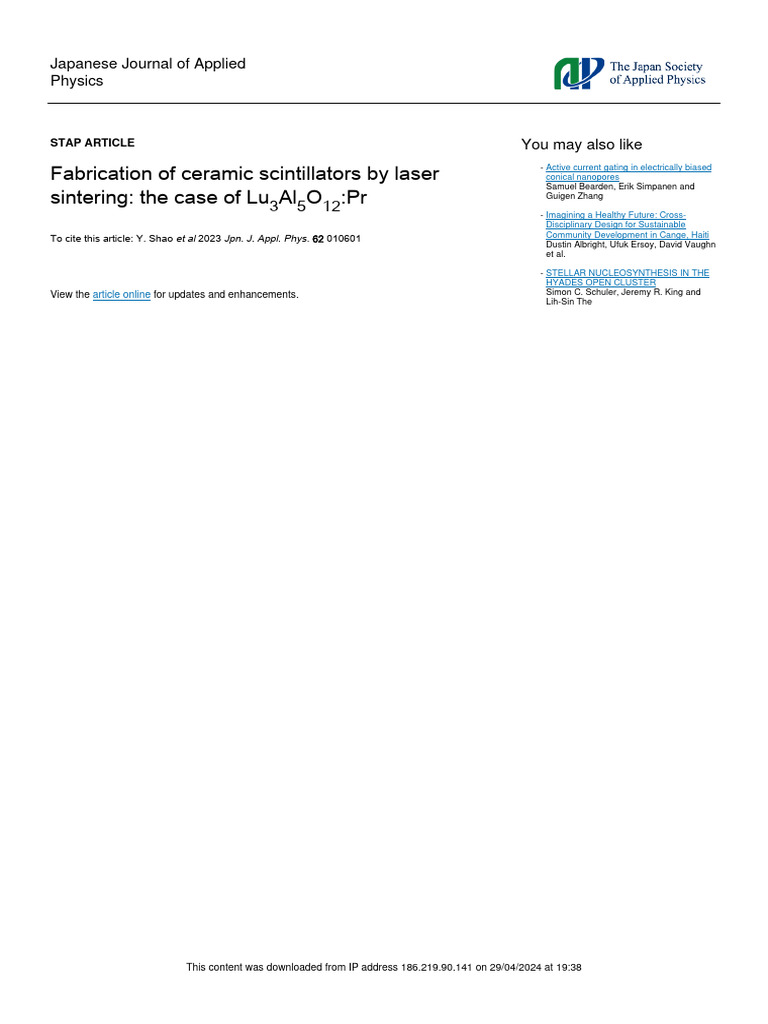 Fabrication of Ceramic Scintillators by Laser Sintering: The Case of ...