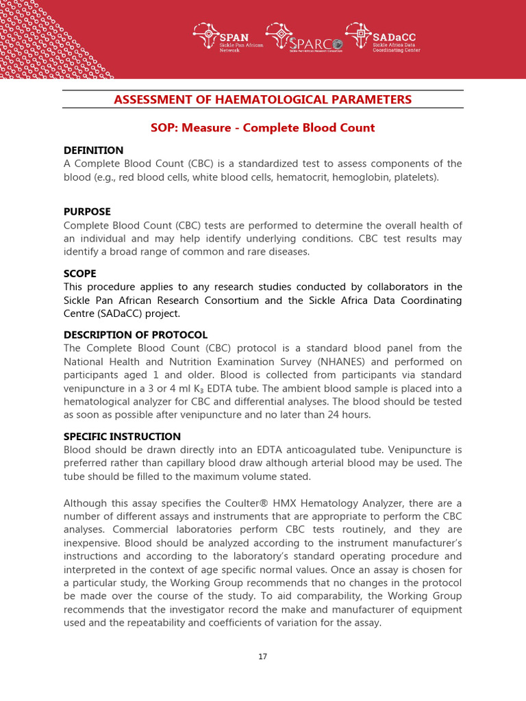 Sop CBC | Download Free PDF | Medical Tests | Medicine