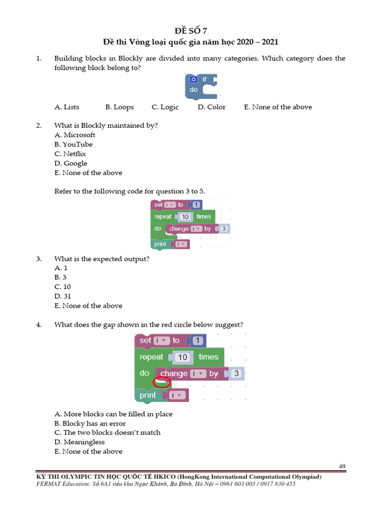 Blockly đề 7,8 | PDF | Computer Engineering | Software Development