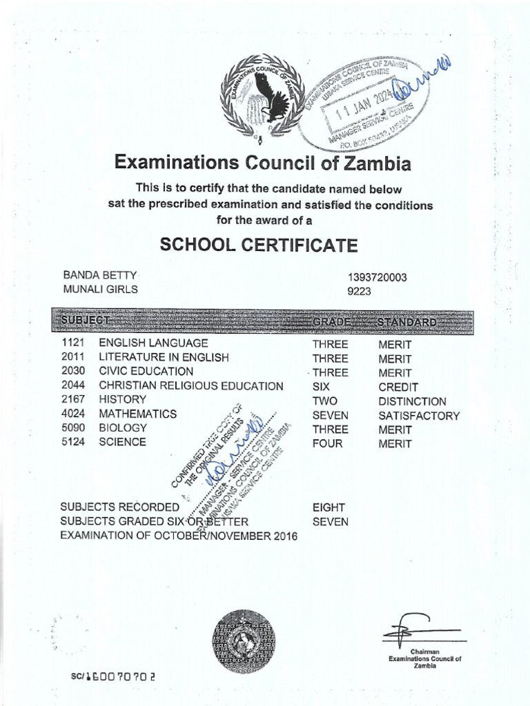 Grade 12 Certificate | PDF