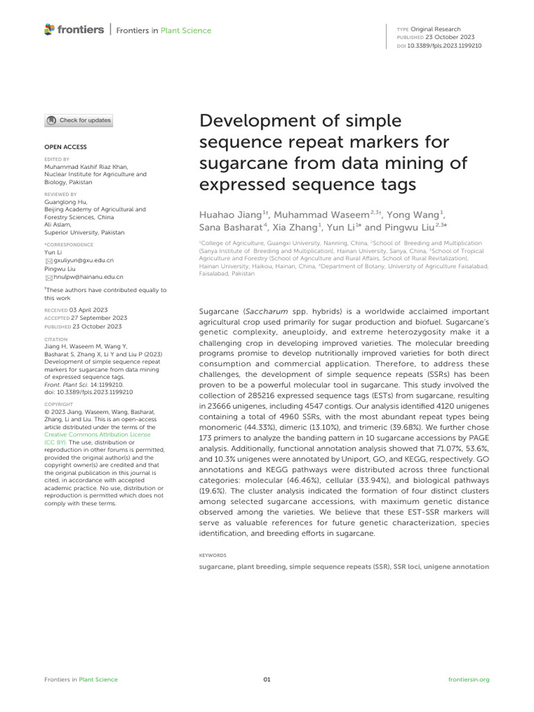 Development of Simple Sequence Repeat Markers For | PDF | Microsatellite | Plant Breeding