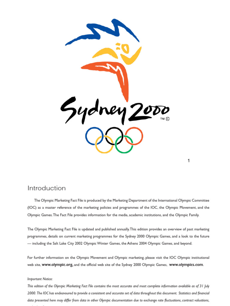 2000 Sydney Marketing Fact File | PDF | Olympic Games | Multi Sport Events