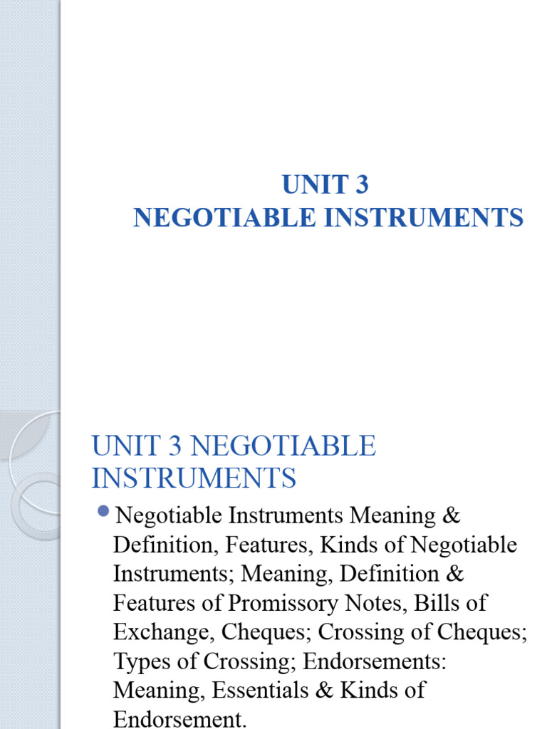 Unit 3-Bo | PDF | Negotiable Instrument | Cheque
