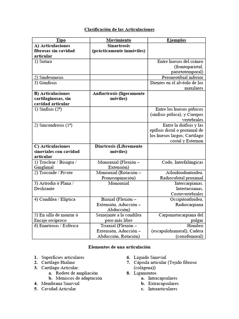 Articulaciones | PDF | Articulación | Tejido (biología)