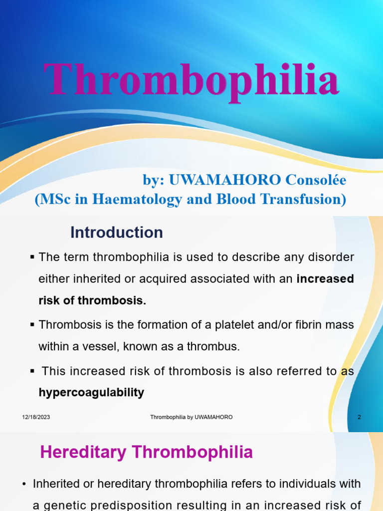 Thrombophilia | PDF | Thrombosis | Coagulation