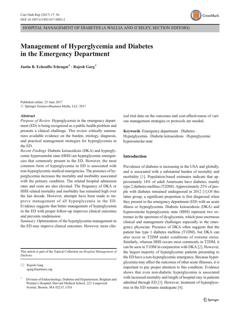 Emergency Management of Hyperglycemia | PDF | Hyperglycemia | Prediabetes