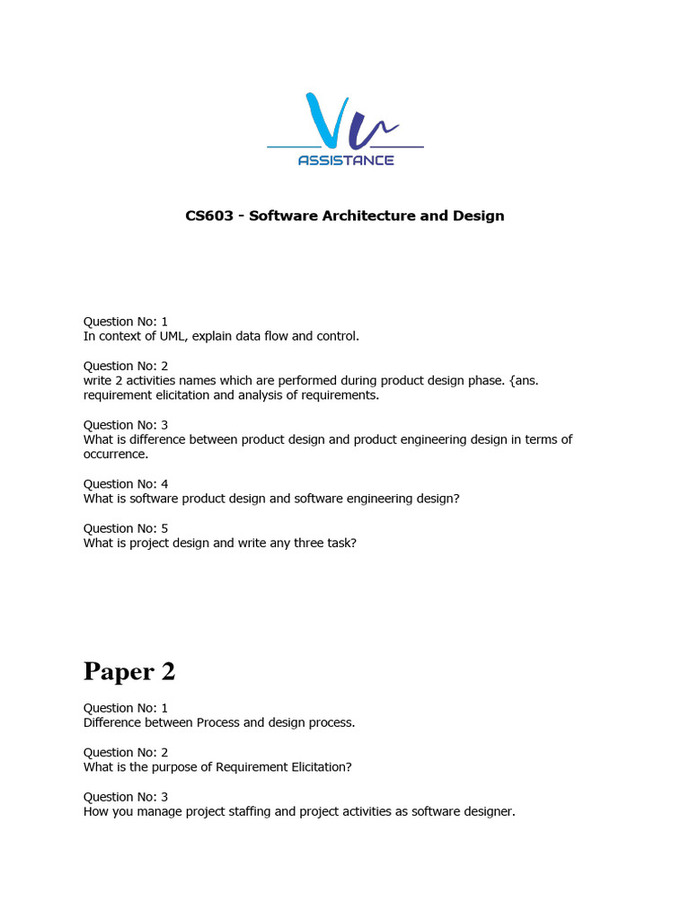 Current CS603 - Software Architecture and Design Midterm Fall 2019 ...