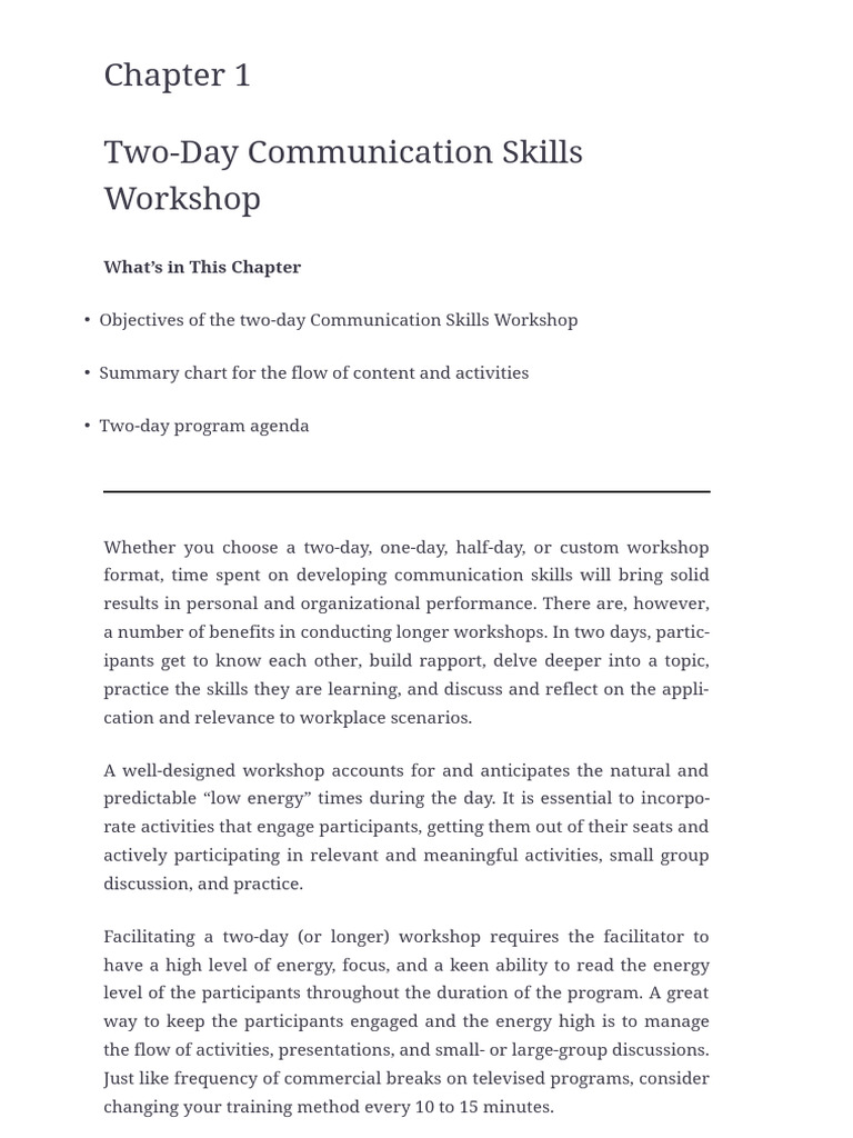 1 Two-Day Communication Skills Workshop - Communication Skills Training ...