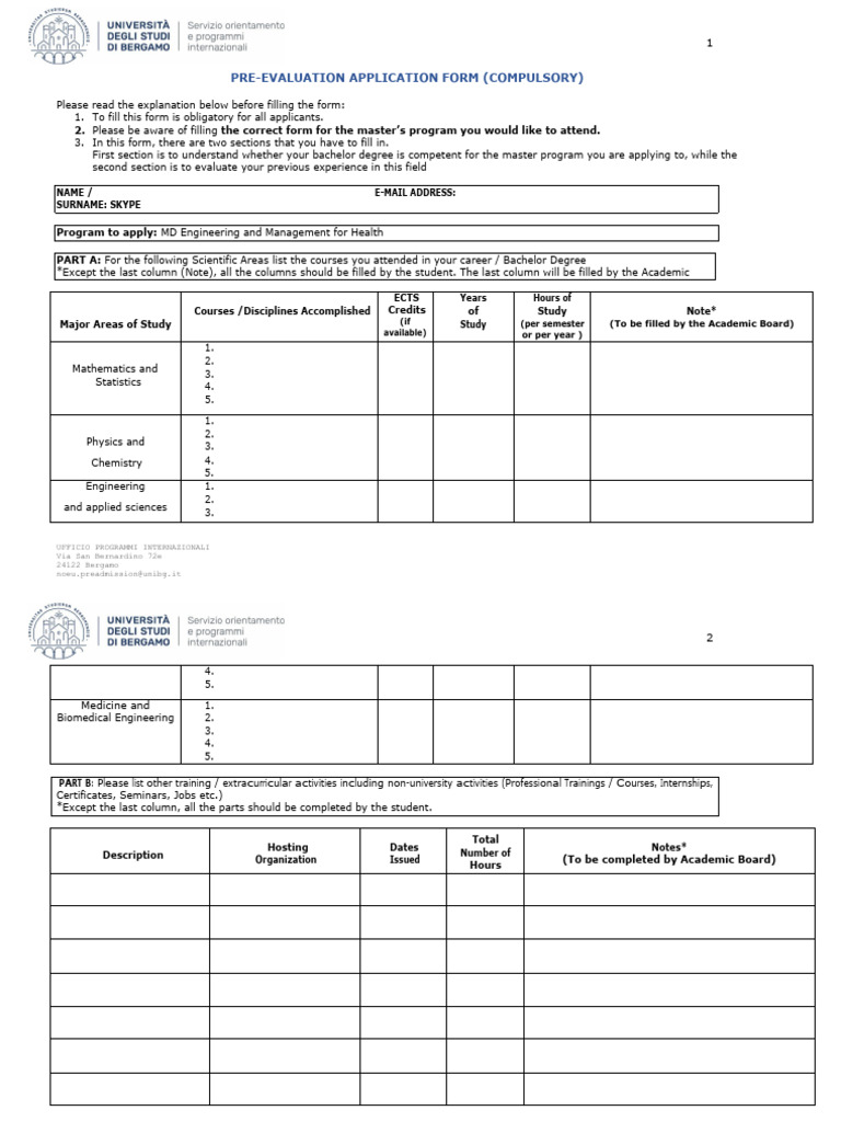 Pre-Evaluation Application Form Guide | PDF | Academic Degree ...