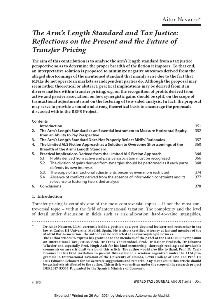 Arm's Length Standard & Tax Justice | PDF | Taxes | Market (Economics)