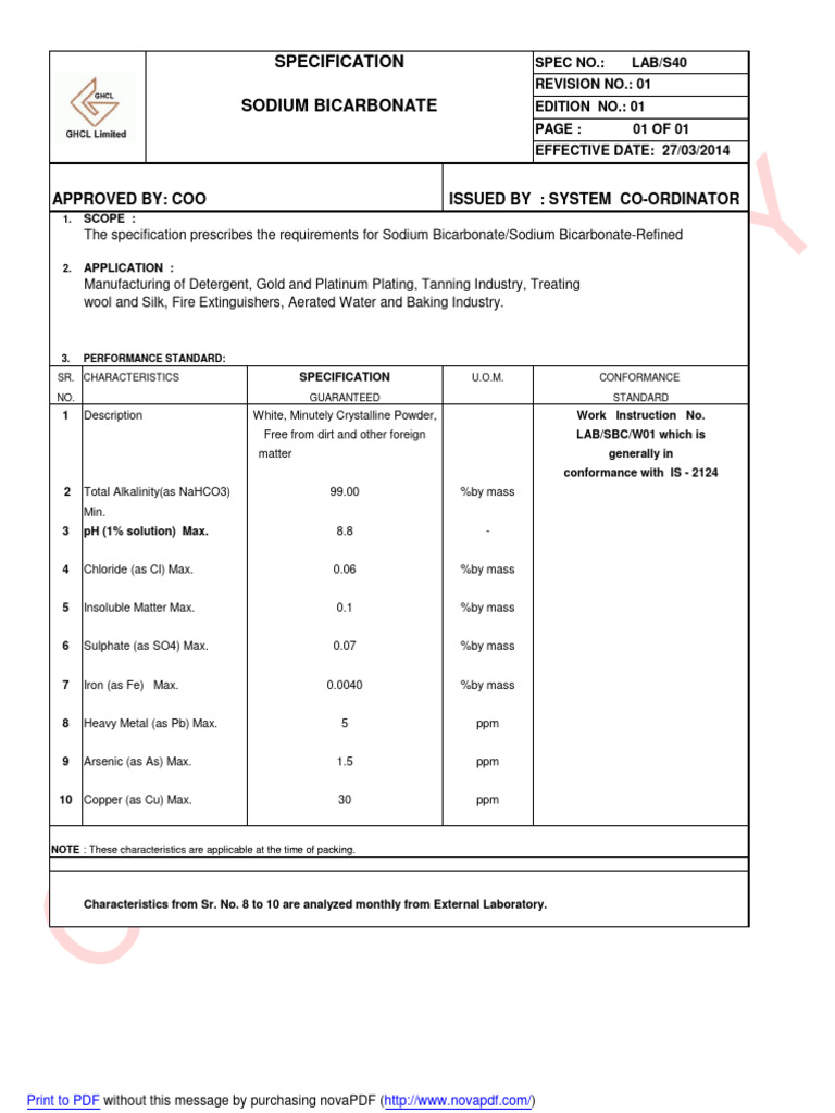 LABS40 SBC Refined | PDF | Sodium Bicarbonate | Metals