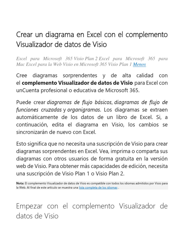 Crear diagramas en Excel con Visio | PDF | Microsoft Excel | Microsoft