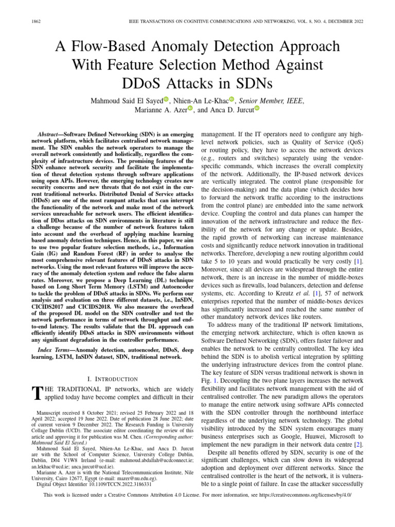 A Flow-Based Anomaly Detection Approach With Feature Selection Method Against DDoS Attacks in ...