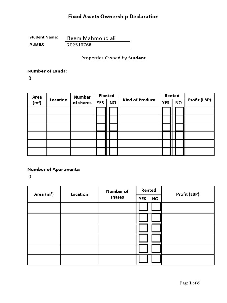 Declaration - Fixed Assets Ownership | PDF | Economies