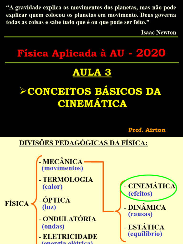 Aula 2 2020 Física Cinemática Mecânica Pdf Física Mecânica