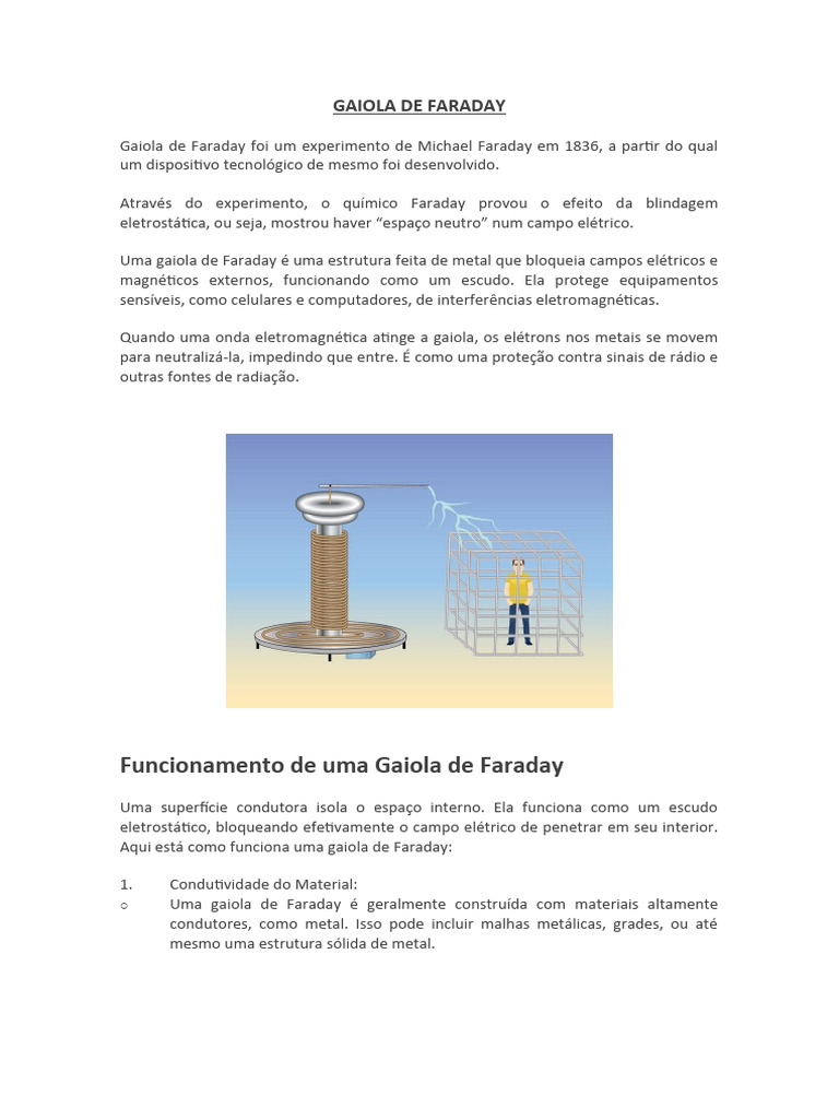 Gaiola de Faraday | PDF | Eletricidade | Ciências Físicas