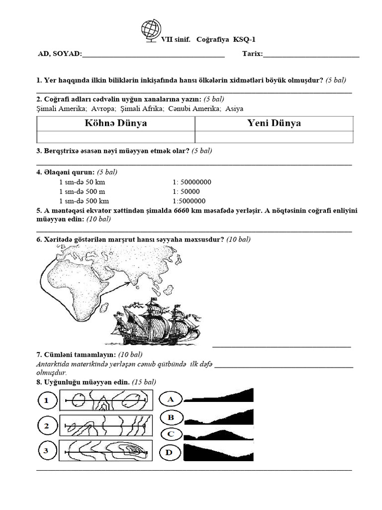7-ci sinif ksq 1 | PDF