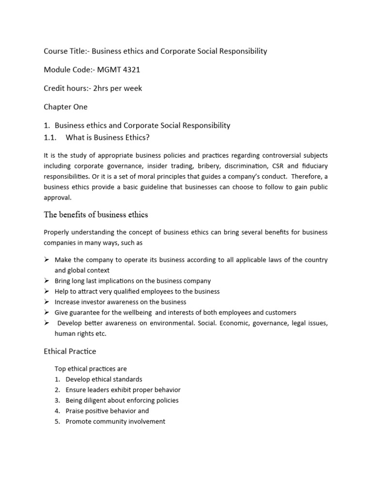 Handout On CSR 2024 | Download Free PDF | Corporate Social ...