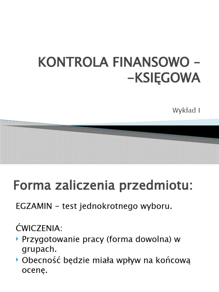 Kontrola Finansowo - KsiÄ Gowa Wyk. 1. 2021 - 2022 | PDF