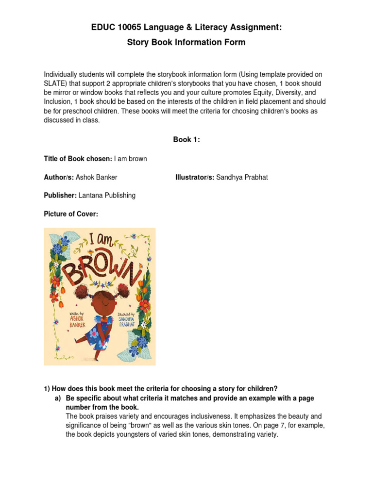 Storybook Information Template SS23 | PDF | Books | Children's Literature