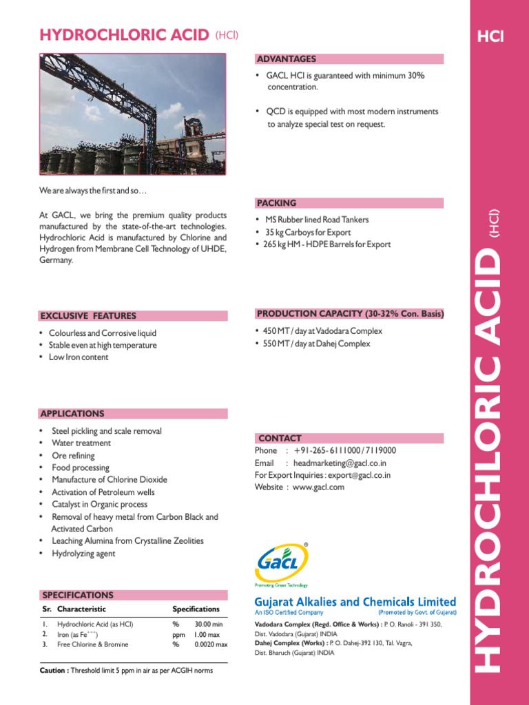 Hydrochloric Acid | PDF | Hydrochloric Acid | Chlorine