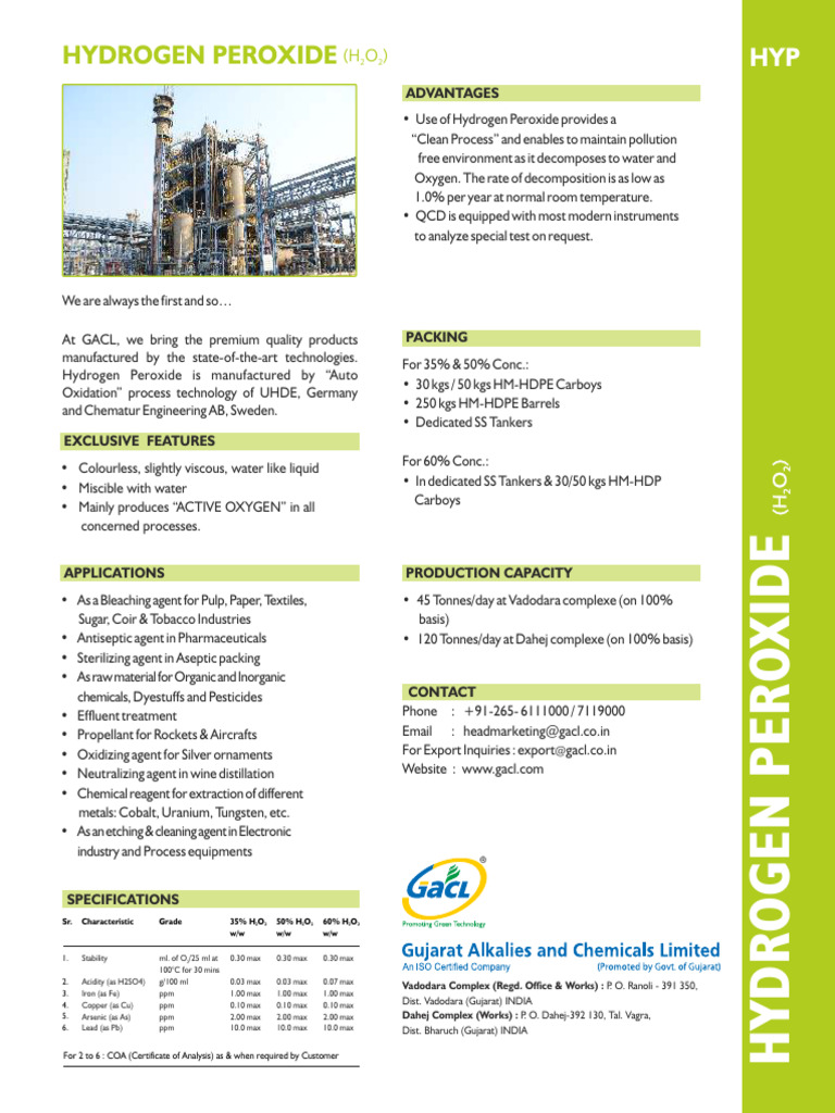 Hydrogen Peroxide | PDF | Hydrogen Peroxide | Chemical Compounds