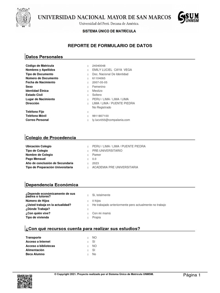 Formulario Datos | PDF | Lima