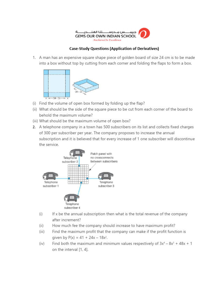 Case-Sudy Questions of Application of Derivatives. | PDF | Subscription Business Model | Area