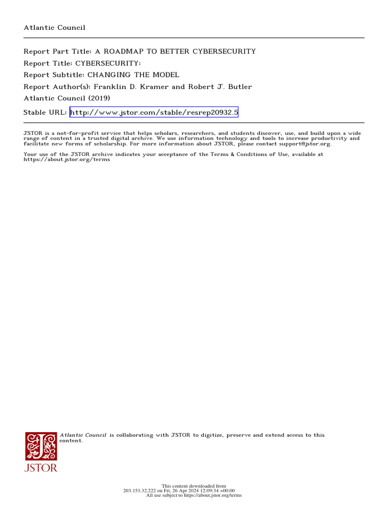 Kramer ROADMAPBETTERCYBERSECURITY 2019 | PDF | Computer Security | Security