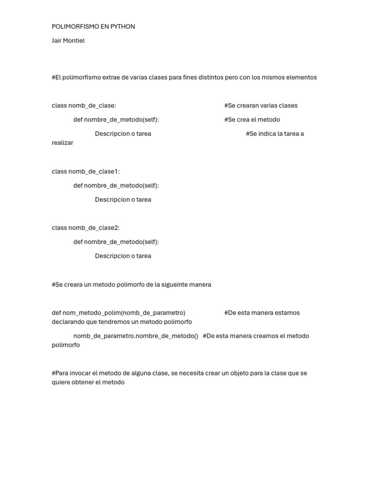 Polimorfismo en Python | PDF