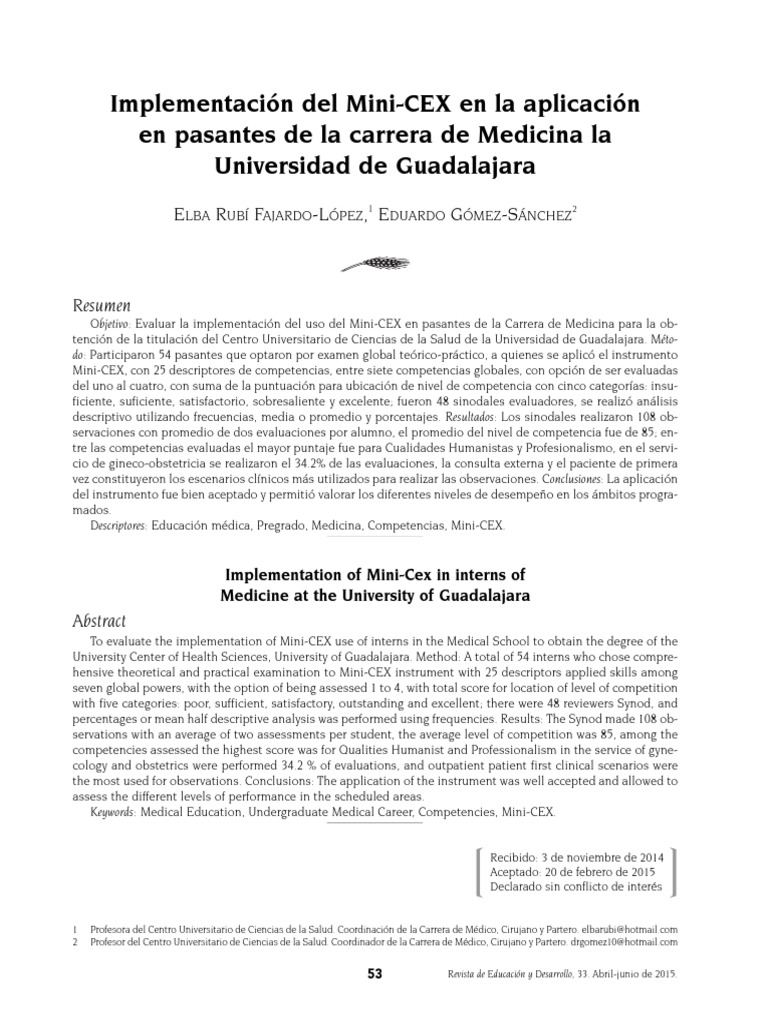 Aplicacion Minicex | PDF | Evaluación | Medicina