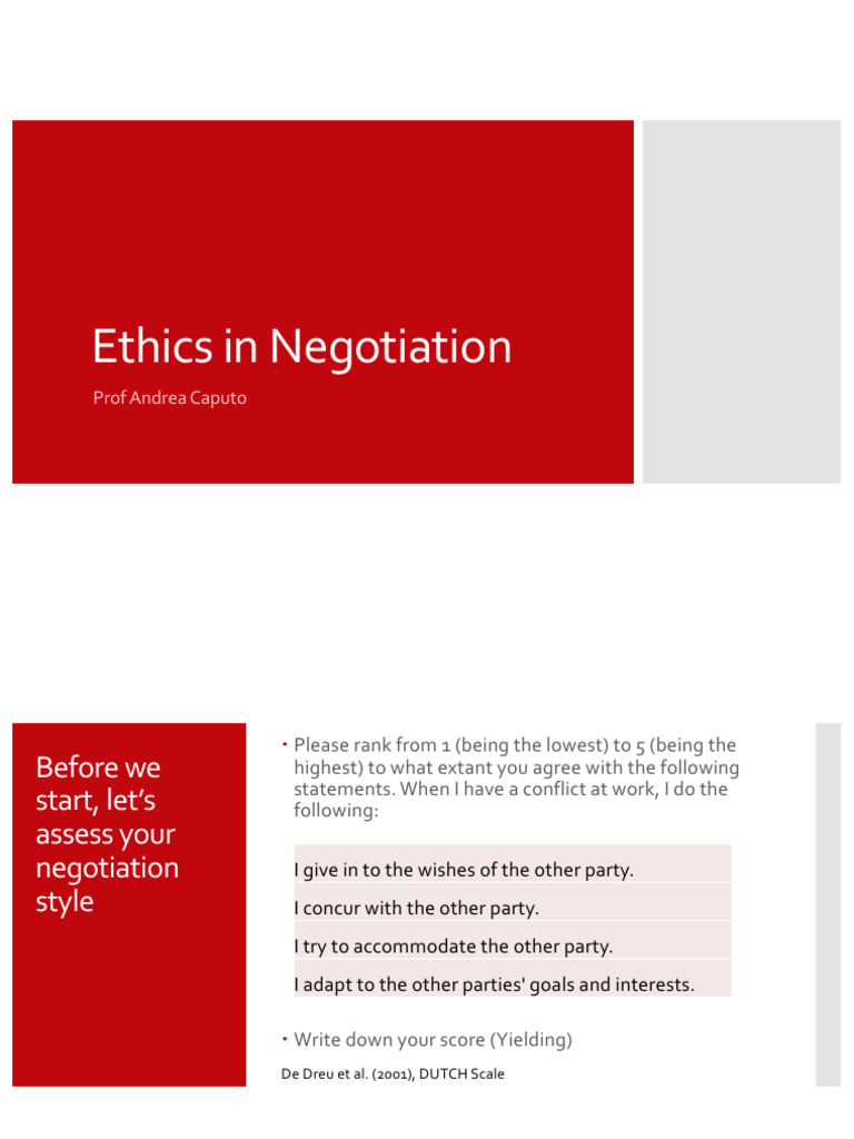 Slides 6 - Ethics in Negotiations | PDF | Utilitarianism | Negotiation