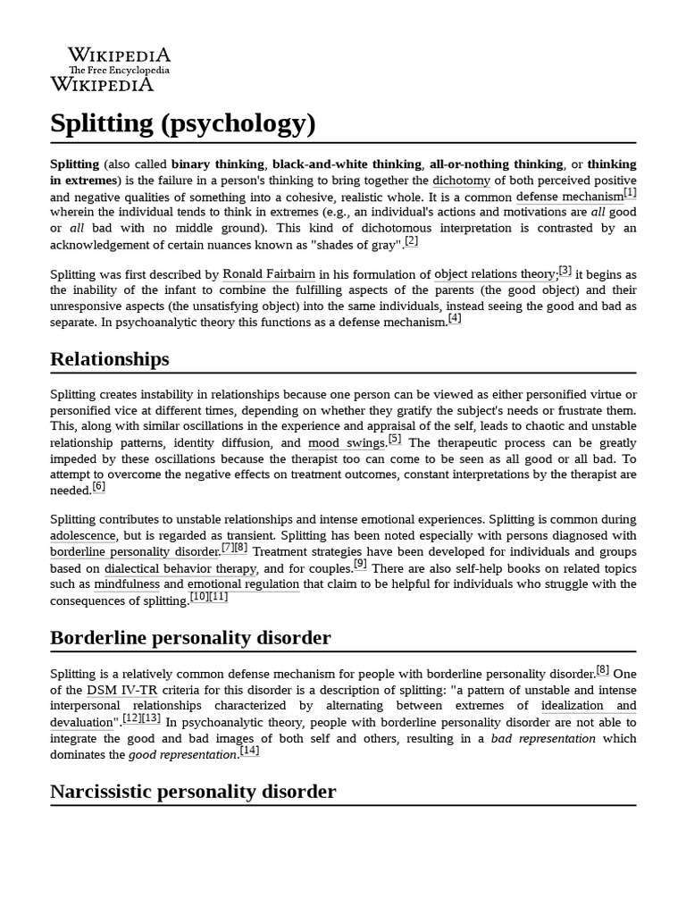 Splitting (Psychology) | Download Free PDF | Behavioural Sciences ...