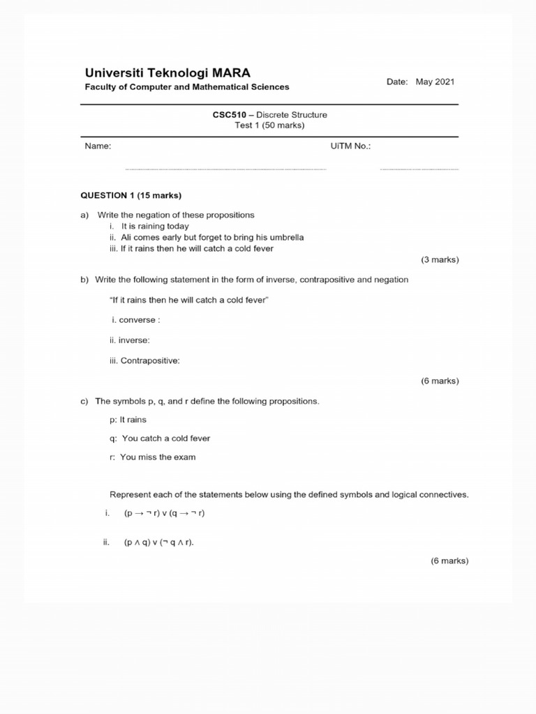 CS510 Test 1 May 21 | PDF