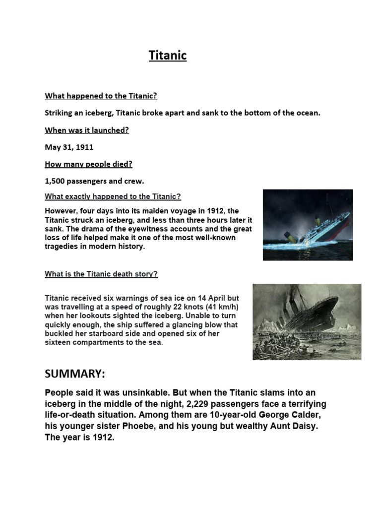 Titanic Tragedy for Young Readers | PDF