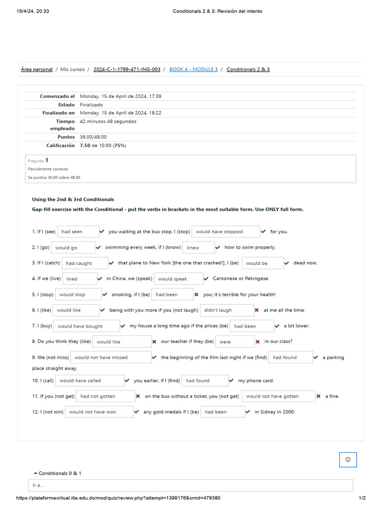 Conditionals 2 & 3 - Revisión Del Intento | PDF