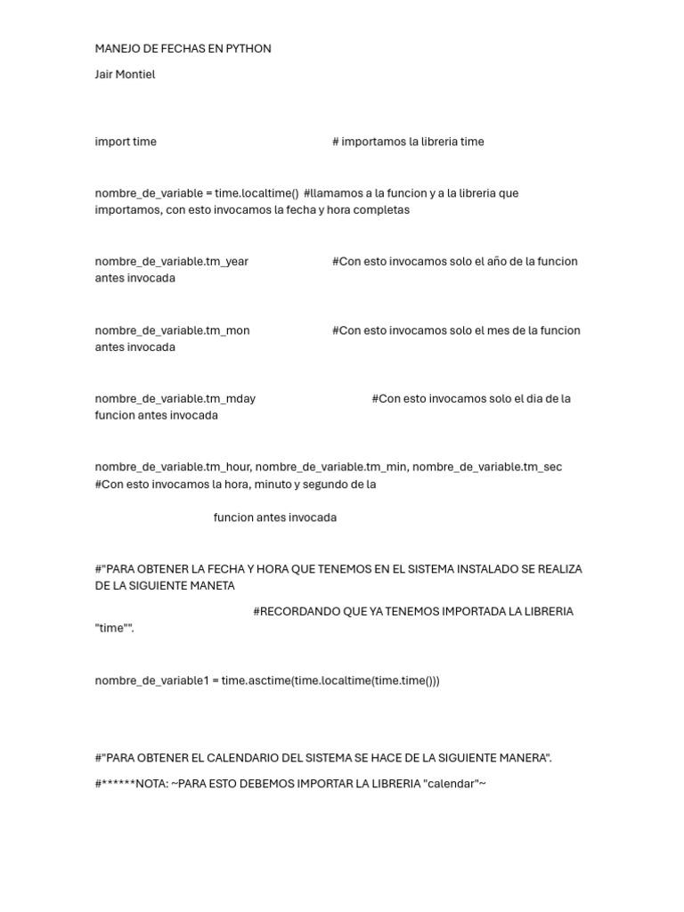 Manejo de Fechas en Python | PDF