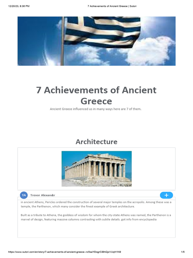 7 Achievements of Ancient Greece | PDF | Ancient Greece | Athens