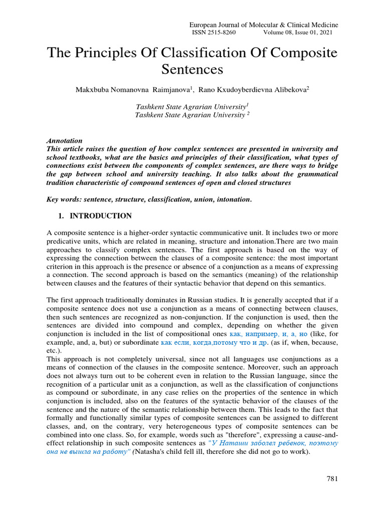Classification Principles of Composite Sentences | PDF | Clause ...
