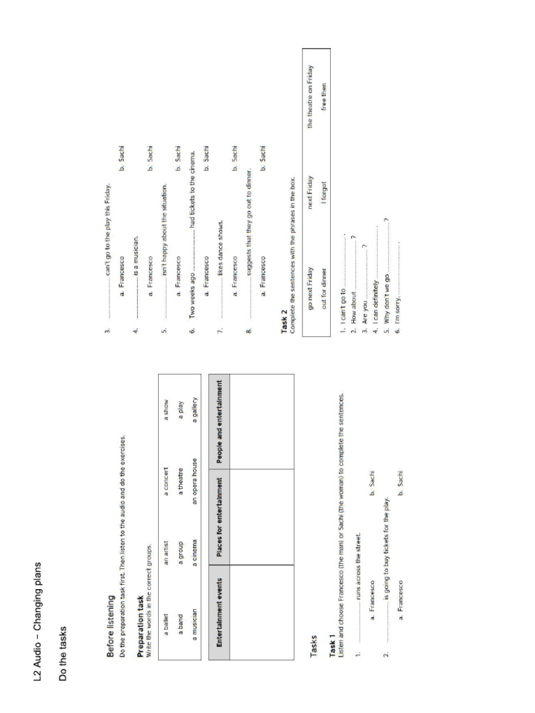 Changing Plans - Worksheet | PDF
