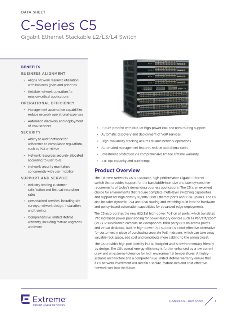 C-Series C5: Gigabit Ethernet Stackable L2/L3/L4 Switch | PDF ...