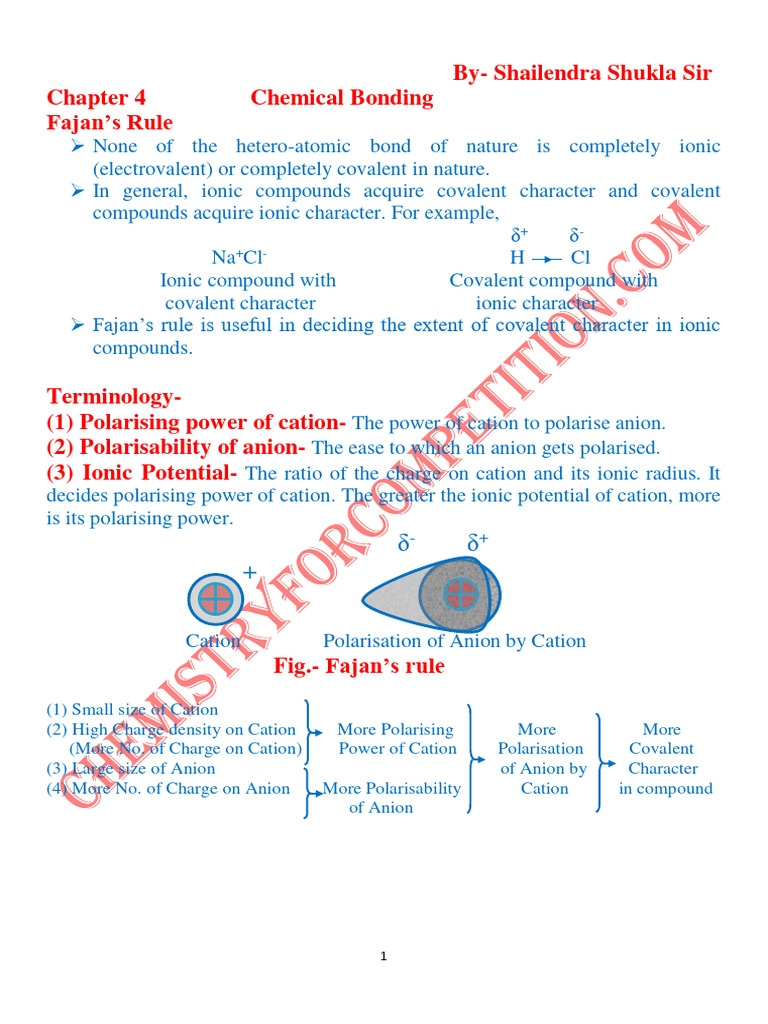 Fajans Rule | Download Free PDF | Ion | Chemical Compounds