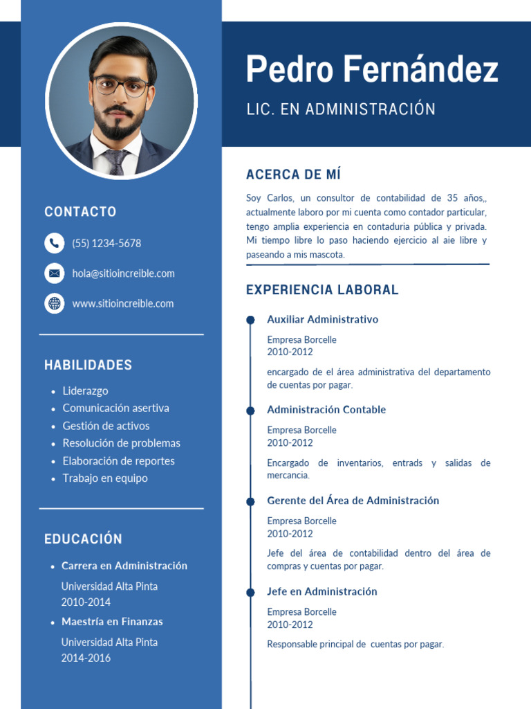 Currículum Vitae: Administración y Finanzas | PDF | Negocios económicos ...