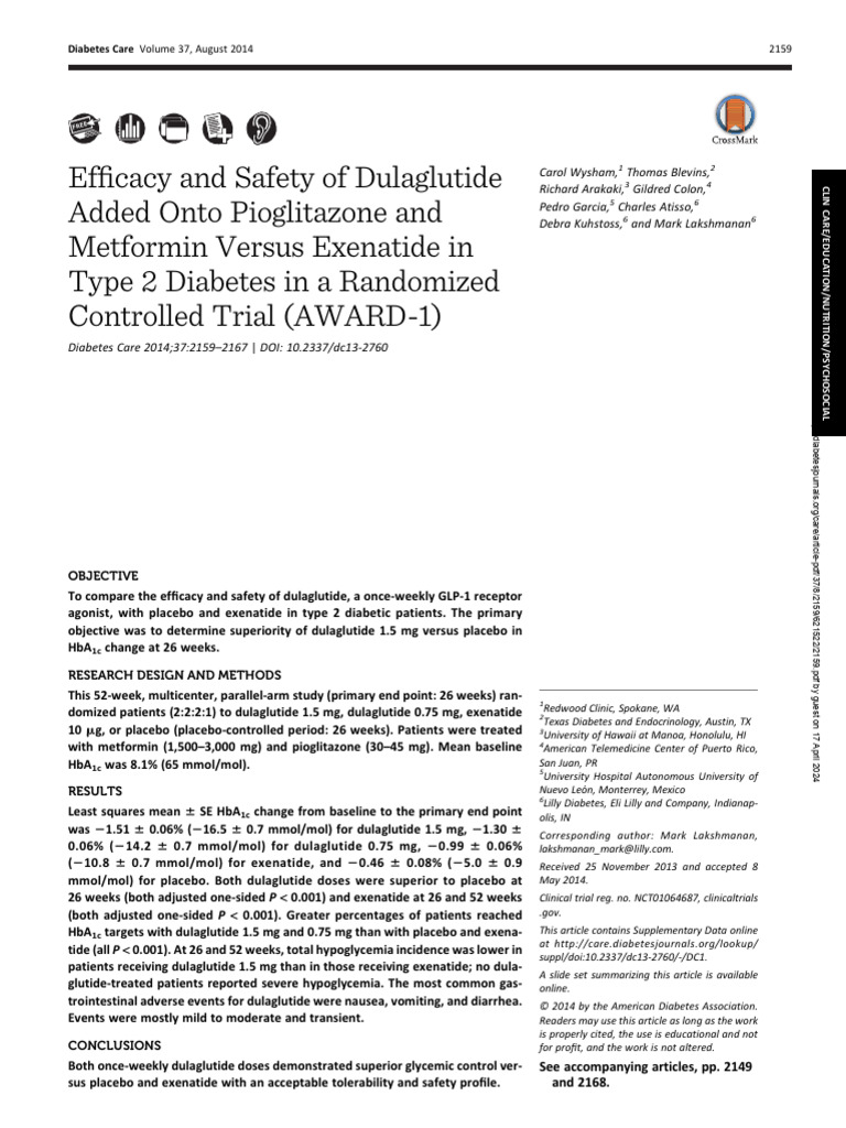 Award 1 | PDF | Glycated Hemoglobin | Drugs