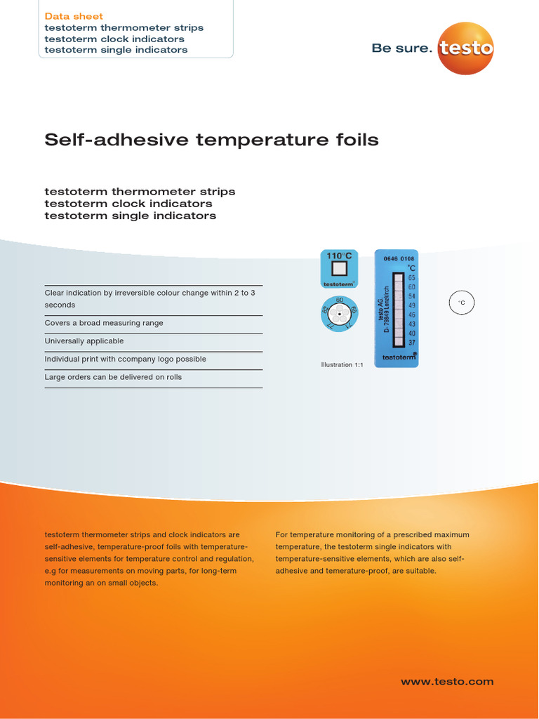 TESTO Temperature Strips Datasheet | PDF | Thermometer | Temperature
